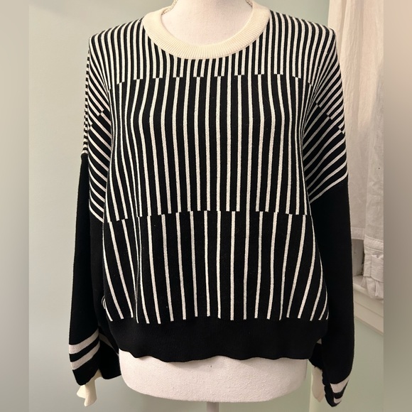 Philosophy | Sweaters | Nwt Philosophy Black White Striped Sweater With ...